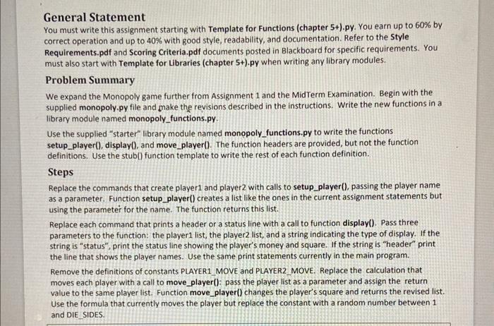 Solved General Statement You must write this assignment | Chegg.com