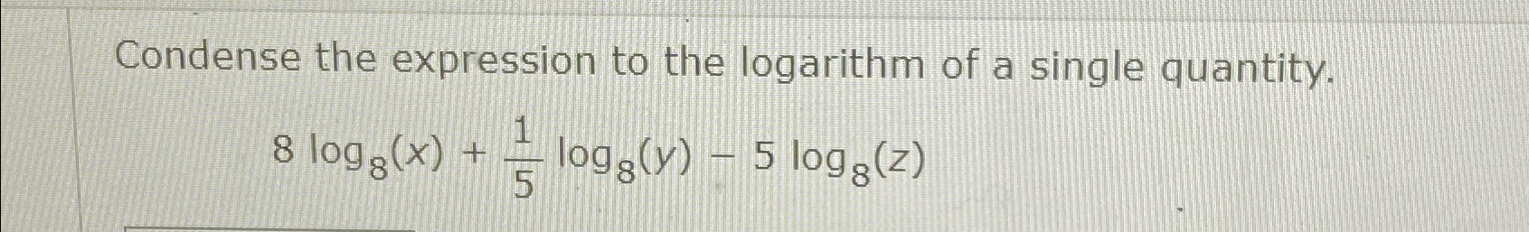 Solved Condense the expression to the logarithm of a single | Chegg.com