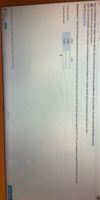 Solved Best Yet Electronic Center bogen October with units | Chegg.com