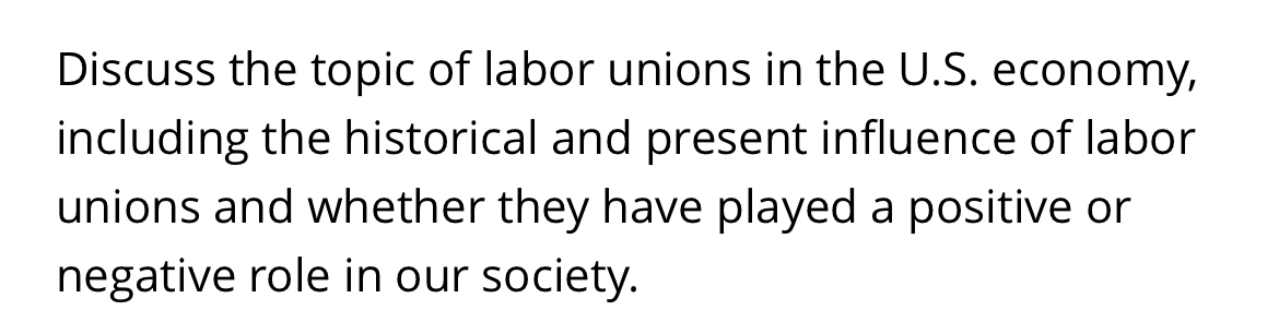 Solved Discuss the topic of labor unions in the U.S. | Chegg.com