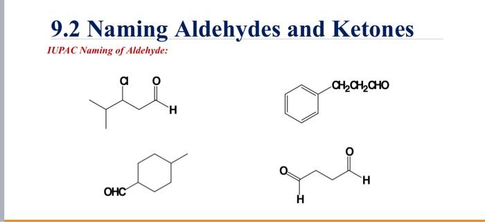 Solved 9.2 Naming Aldehydes and Ketones IUPAC Naming of | Chegg.com