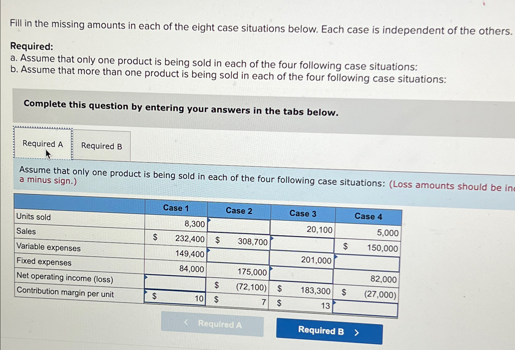 Solved Fill in the missing amounts in each of the eight case | Chegg.com
