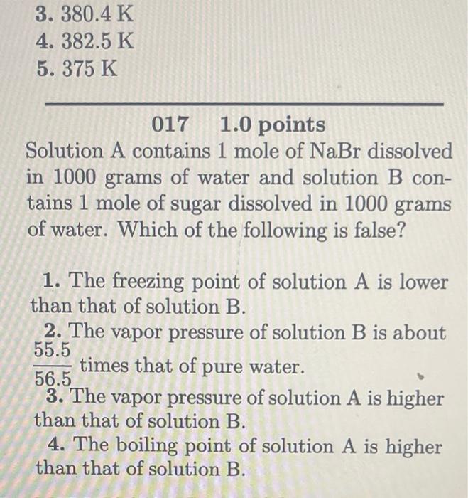 Solved What will be the boiling point of a solution of 8 | Chegg.com