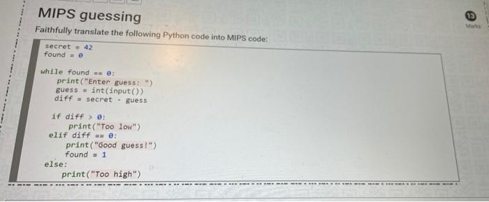 Solved 13 MIPS guessing Faithfully translate the following | Chegg.com