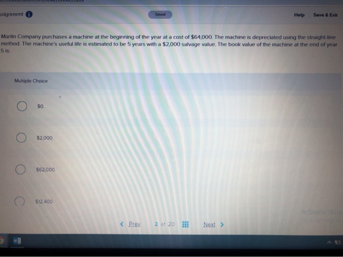 Solved ssignment Saved Help Save & Exit Martin Company | Chegg.com
