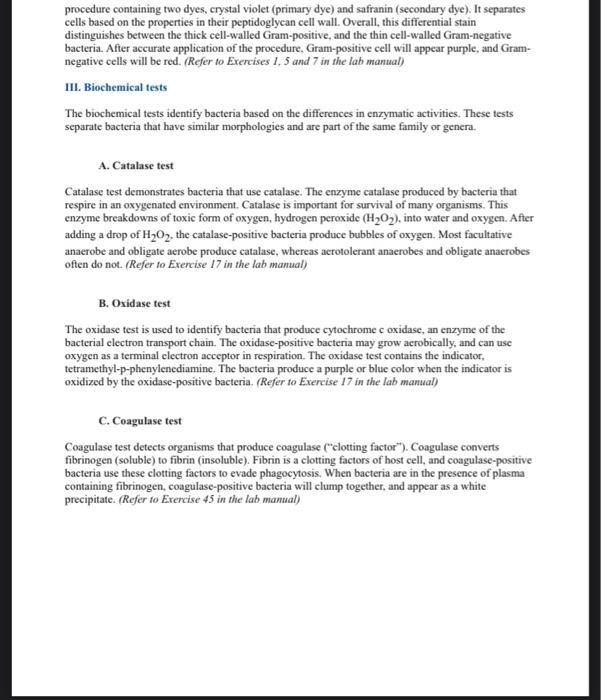 Identification of Unknown "Bacteria" Lab In the | Chegg.com