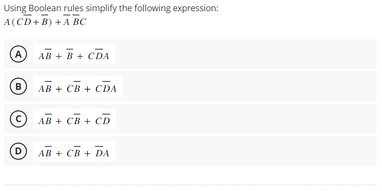 Solved Using Boolean rules simplify the following | Chegg.com