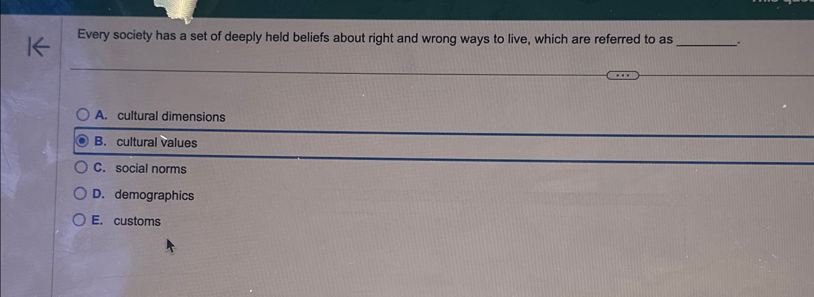 Solved Every society has a set of deeply held beliefs about | Chegg.com