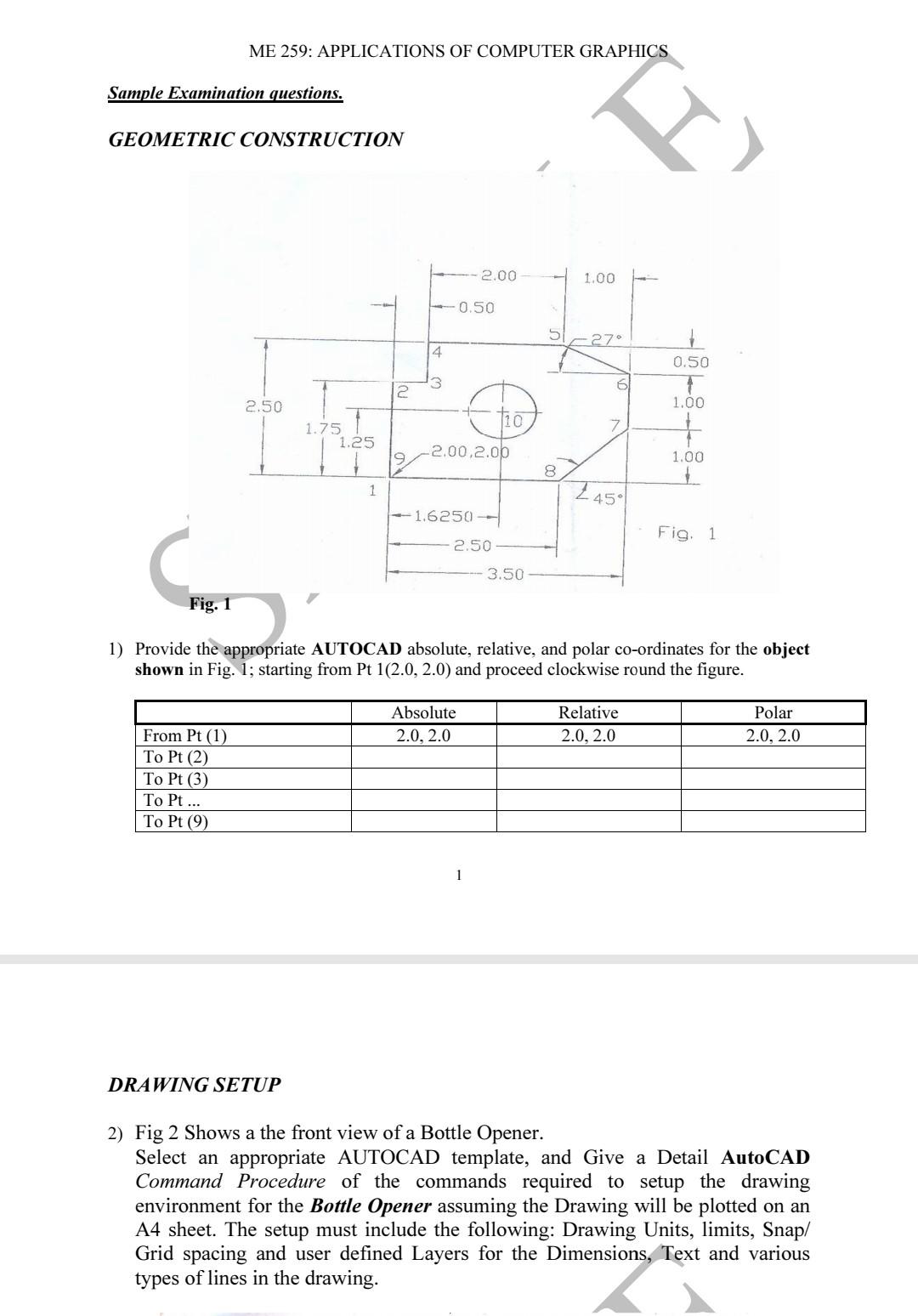 ME 259: APPLICATIONS OF COMPUTER GRAPHICS Sample | Chegg.com