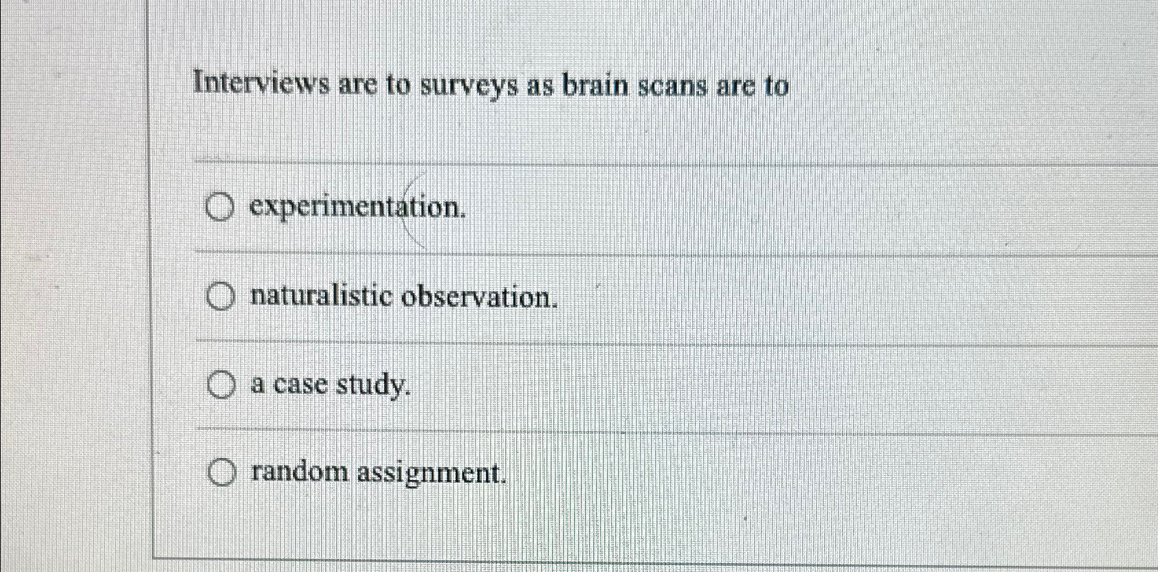 Solved Interviews are to surveys as brain scans are | Chegg.com