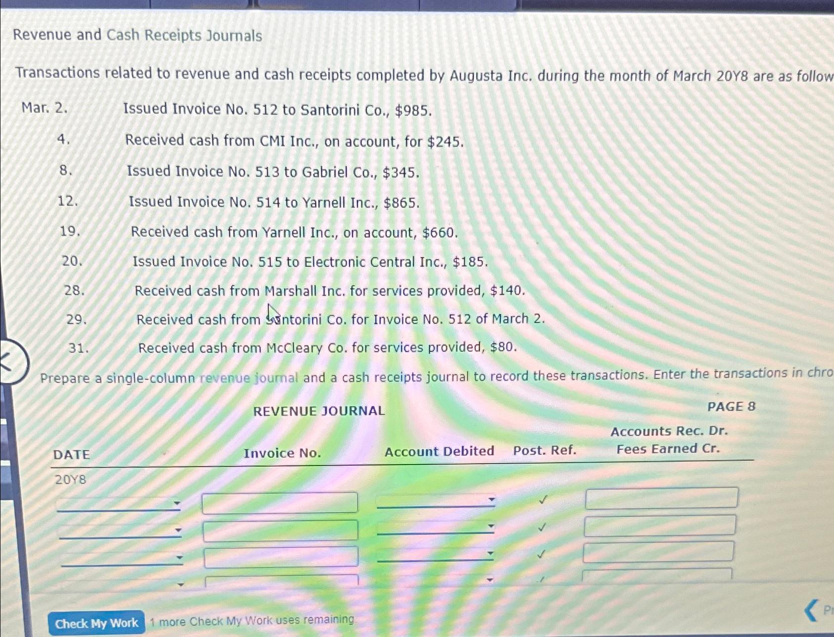 Solved Revenue and Cash Receipts JournalsTransactions | Chegg.com