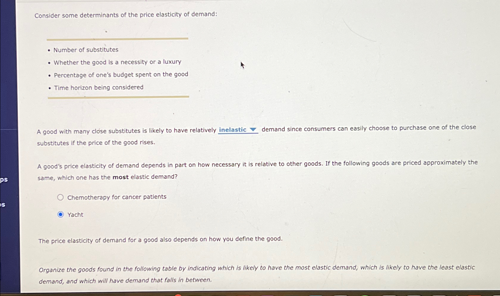 Solved Consider some determinants of the price elasticity of | Chegg.com