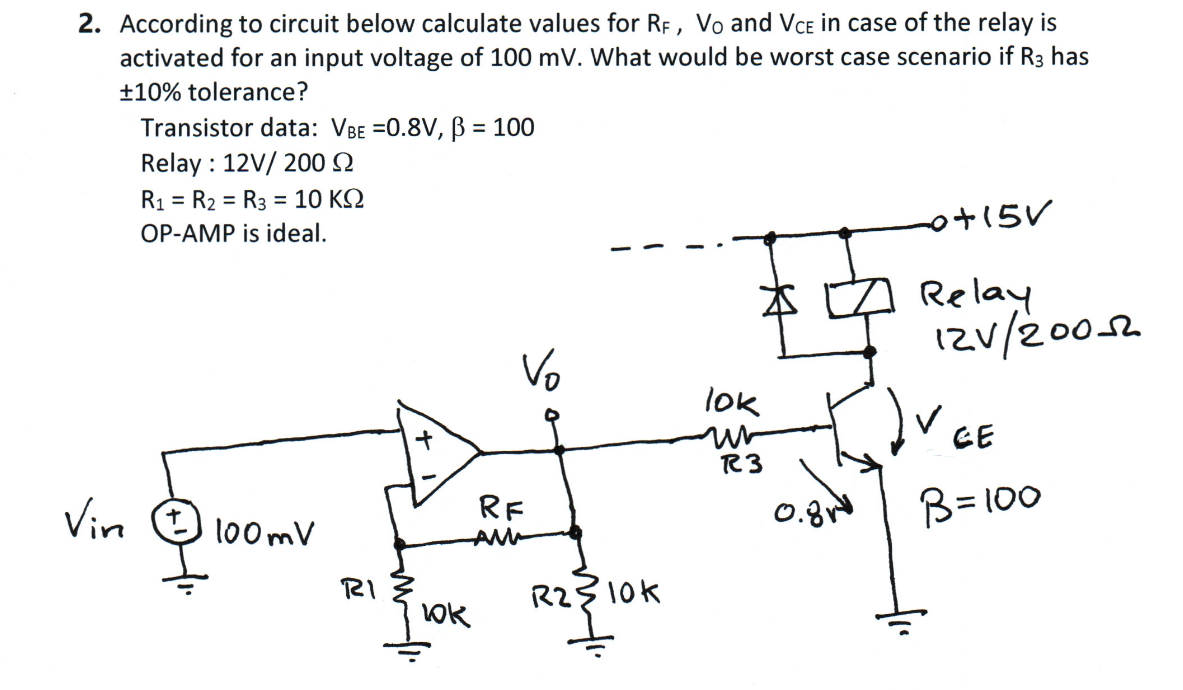 Solved According to circuit below calculate values for RF,VO | Chegg.com