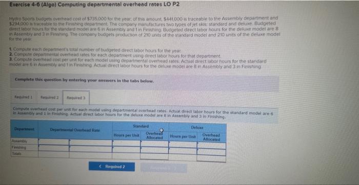 Solved Exercise 4-6 (Algo) Computing departmental overhead | Chegg.com
