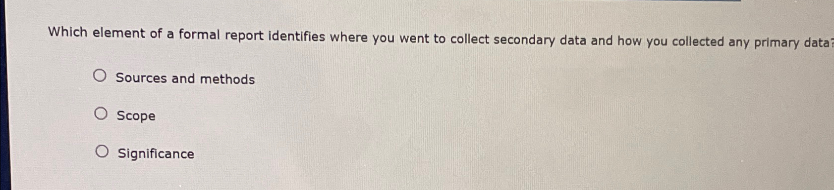 Solved Which element of a formal report identifies where you | Chegg.com