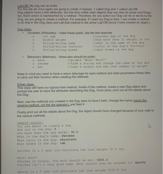 Solved Lab128: My dog can do tricks. For this lab we once | Chegg.com