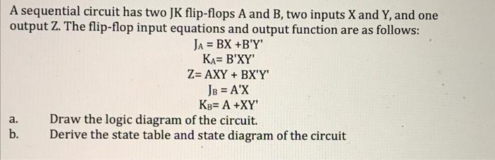 Solved A sequential circuit has two JK flip-flops A and B, | Chegg.com