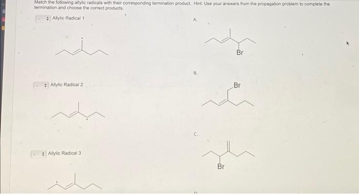 Solved Match the following allic radicals with their | Chegg.com