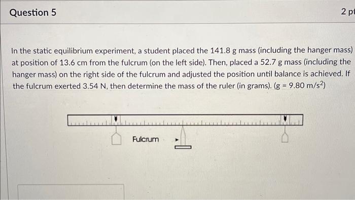 Solved In the static equilibrium experiment, a student | Chegg.com