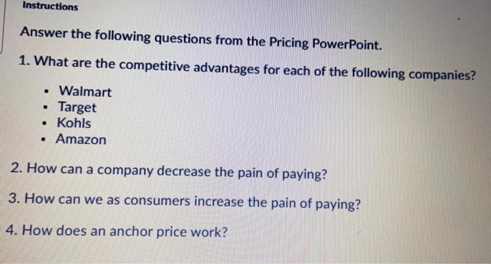 Solved Instructions Answer the following questions from the | Chegg.com