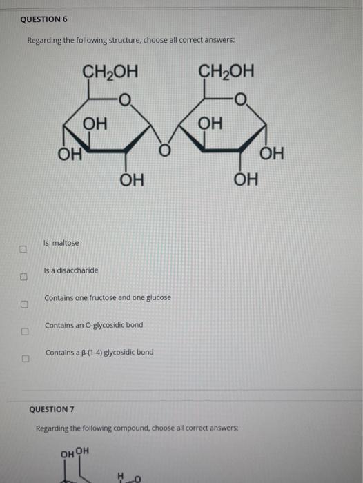 Solved QUESTION 6 Regarding the following structure, choose | Chegg.com