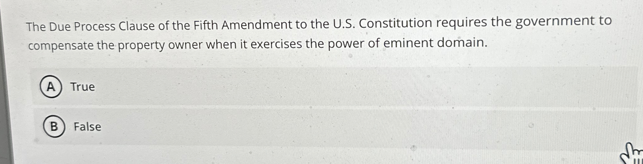Solved The Due Process Clause of the Fifth Amendment to the | Chegg.com