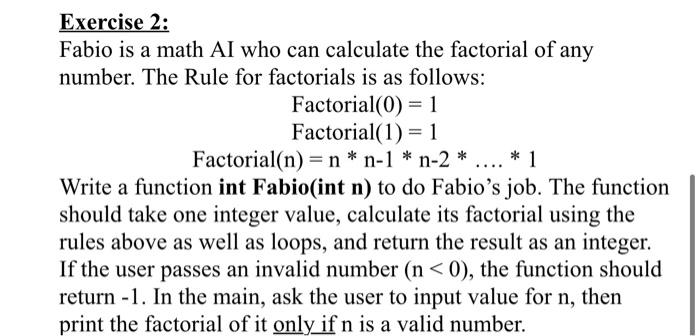 Solved Exercise 2: Fabio is a math Al who can calculate the | Chegg.com