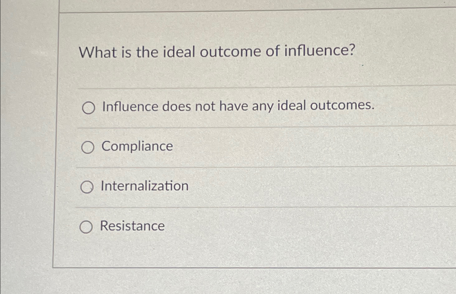 Solved What is the ideal outcome of influence?Influence does | Chegg.com