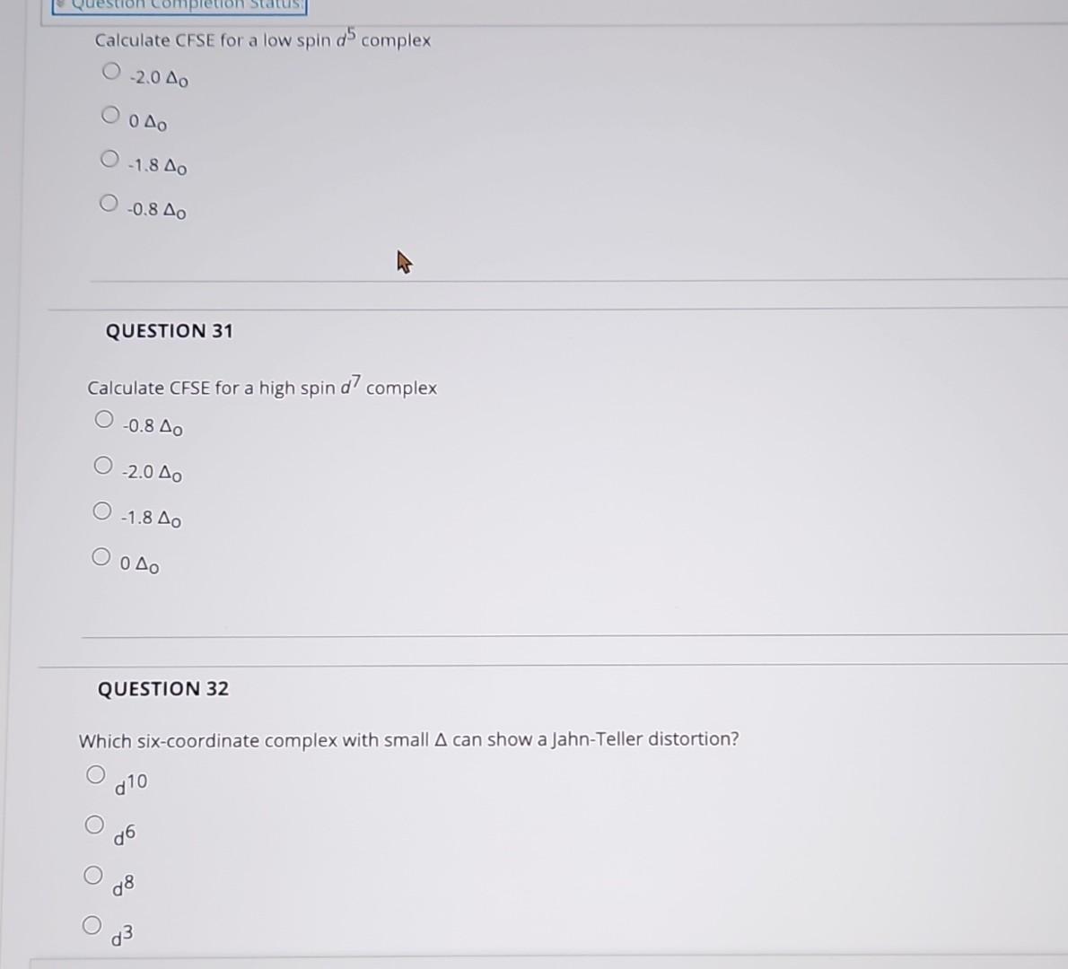 Calculate CFSE for a low spin d5 complex | Chegg.com