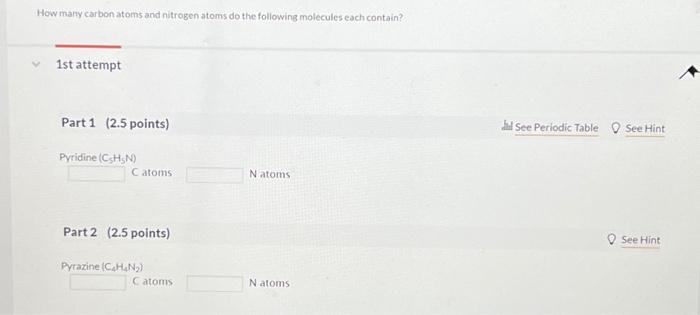 Solved How many carbon atoms and nitrogen atoms do the | Chegg.com