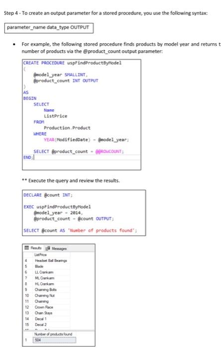 Solved PROCEDURE 4 - Working with stored procedures. Stored | Chegg.com