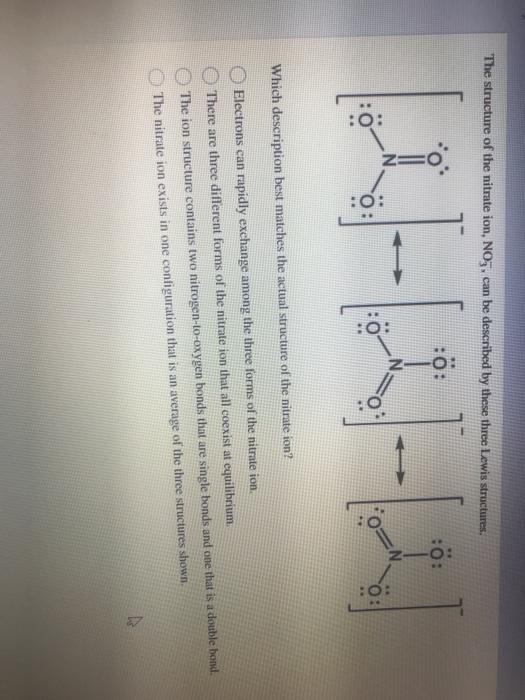 Solved The structure of the nitrate ion, NO3, can be | Chegg.com