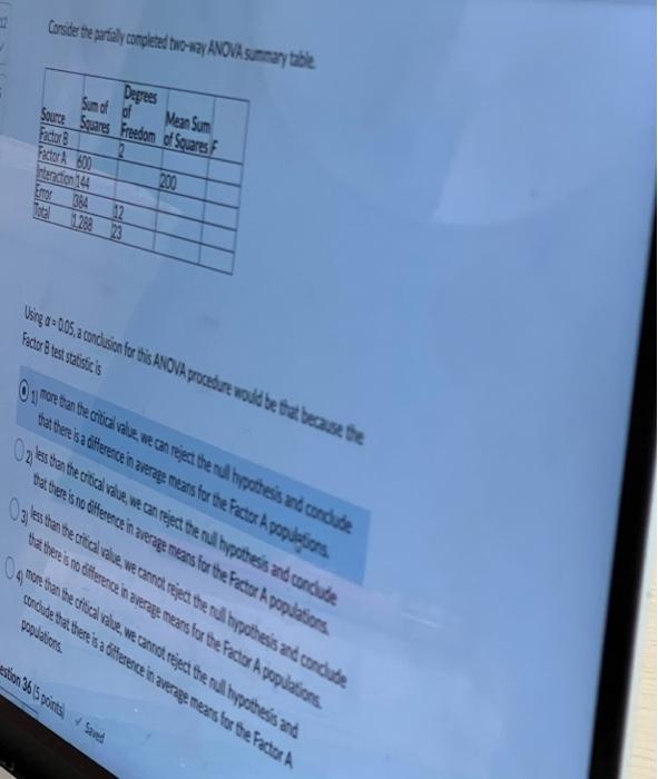 Solved Consider the partially completed two-way ANOVA | Chegg.com