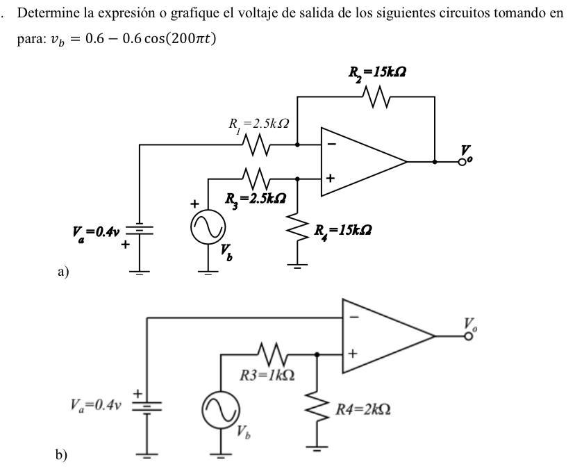 Solved Determine la expresión o grafique el voltaje de | Chegg.com