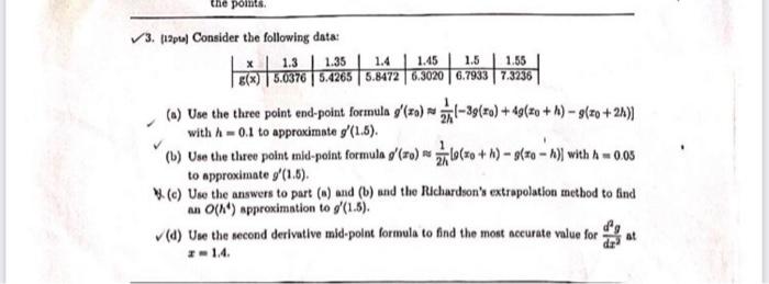 Solved 3. ∣12pta∣ Consider the following data: (a) Use the | Chegg.com