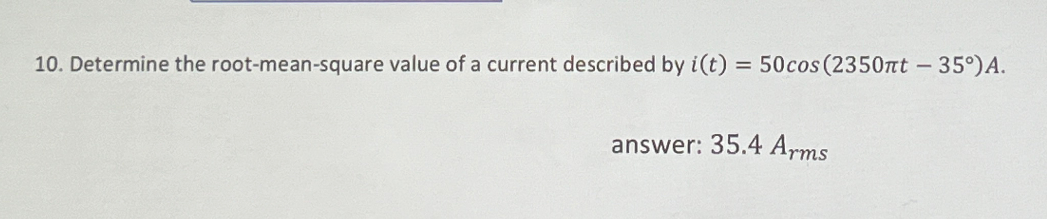 Solved Determine the root-mean-square value of a current | Chegg.com