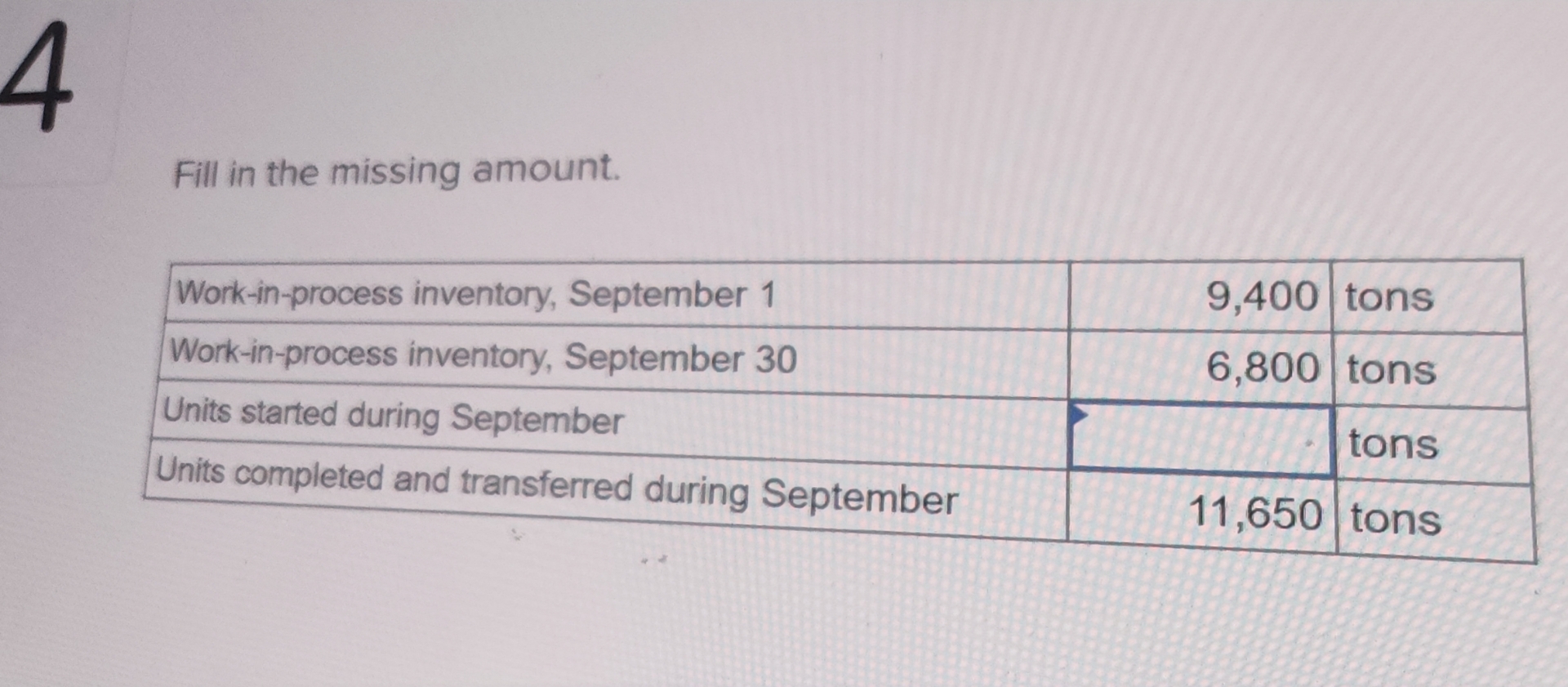 Fill in the missing amount.\table[[Work-in-process | Chegg.com