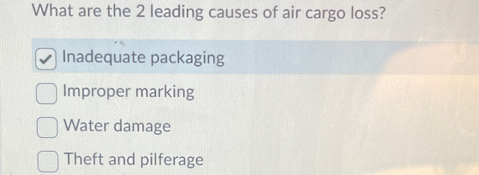 Solved What are the 2 ﻿leading causes of air cargo | Chegg.com