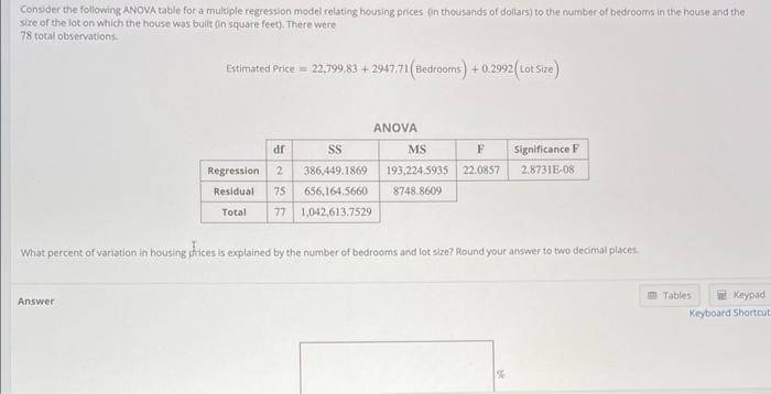 Solved Consider the following ANova table for a multiple | Chegg.com