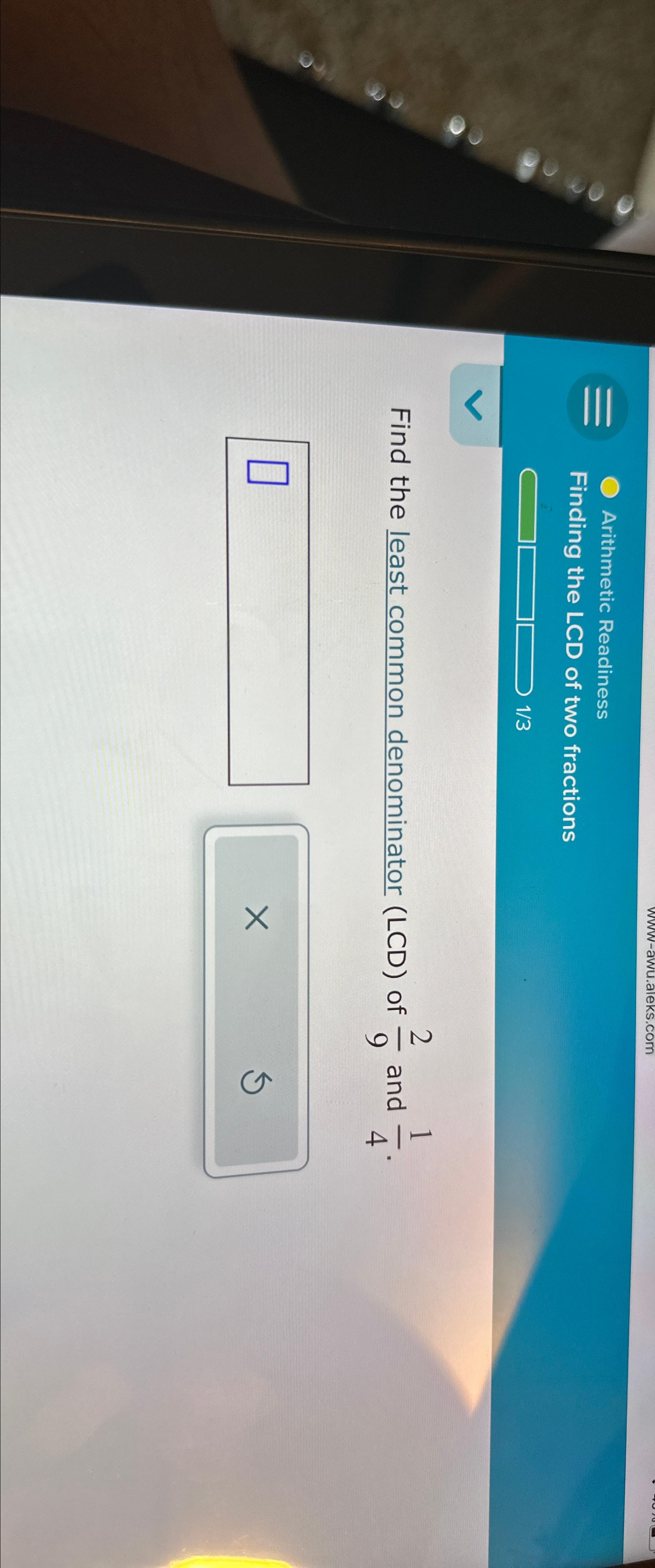 Solved Arithmetic ReadinessFinding the LCD of two | Chegg.com