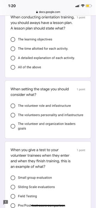Solved 1:20 docs.google.com When conducting orientation | Chegg.com