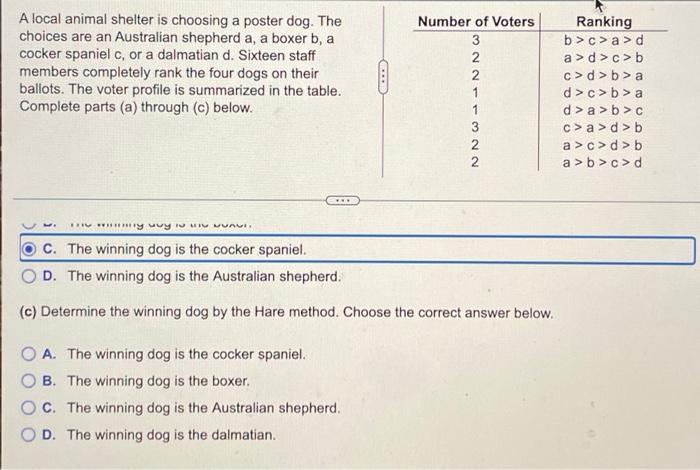 Solved will rate :) determine winning dog by pairwise | Chegg.com