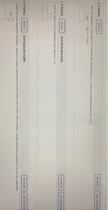 Solved -[-/1 Points) DETAILS MY NOTES ASK YOUR TEAC write | Chegg.com