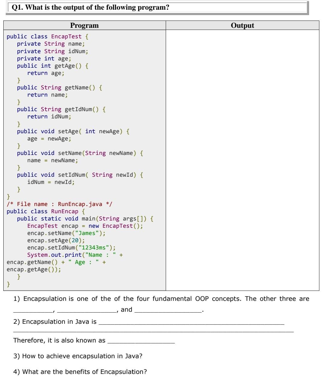 Solved Q1. What is the output of the following program? | Chegg.com