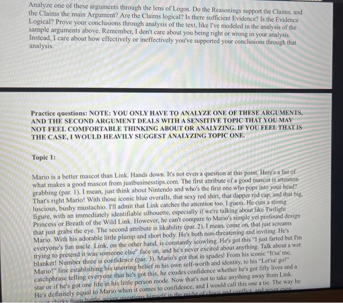 Analyze one of these arguments through the lens of | Chegg.com