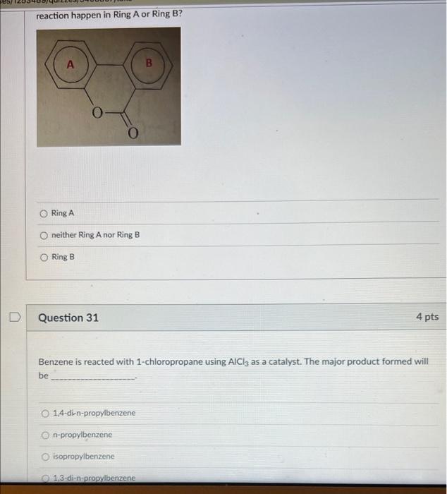 Solved reaction happen in Ring A or Ring B? Ring A neither | Chegg.com