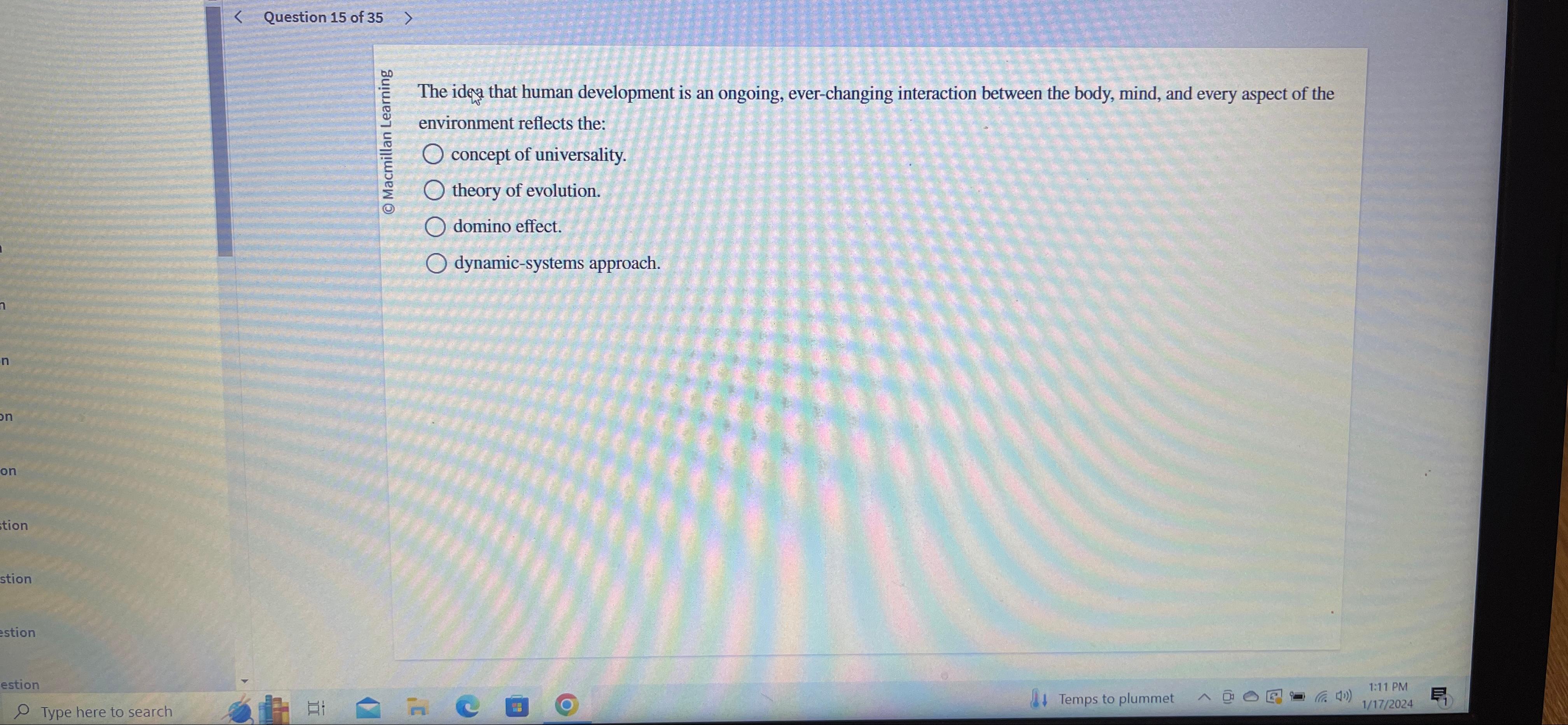 Solved Question 15 ﻿of 35.∞E ﻿The idea that human | Chegg.com