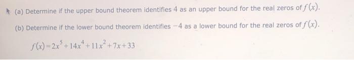 Solved (a) Determine if the upper bound theorem identifies 4 | Chegg.com
