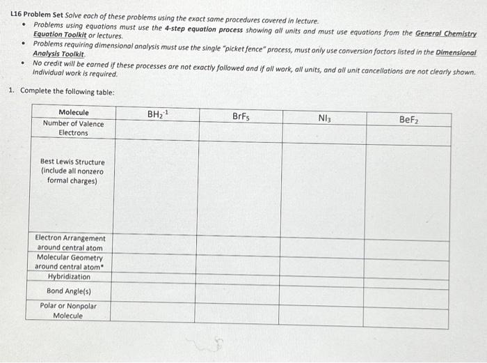 Solved L16 Problem Set. Problems using equations must use | Chegg.com