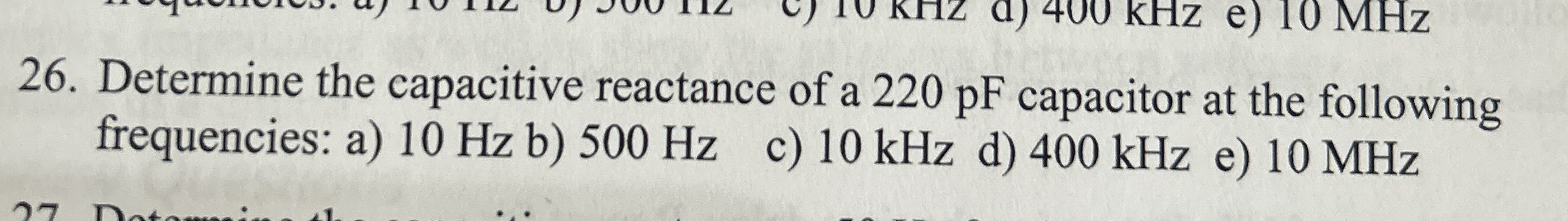 Solved Determine the capacitive reactance of a 220 ﻿pF | Chegg.com